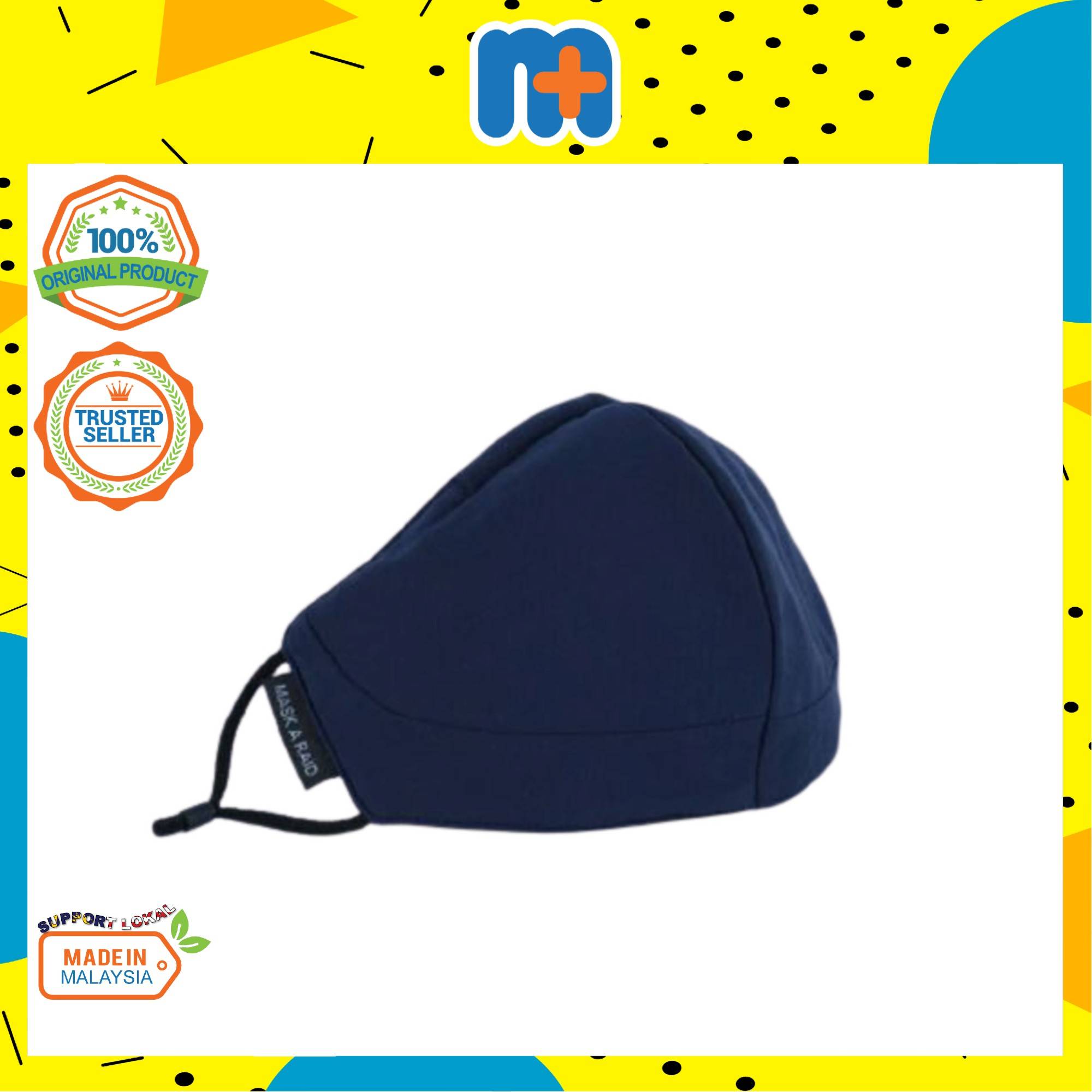 MASKARAID STRUCTURED 3 PLY REUSABLE FABRIC MASK NAVY BLAZER [ADULTS]